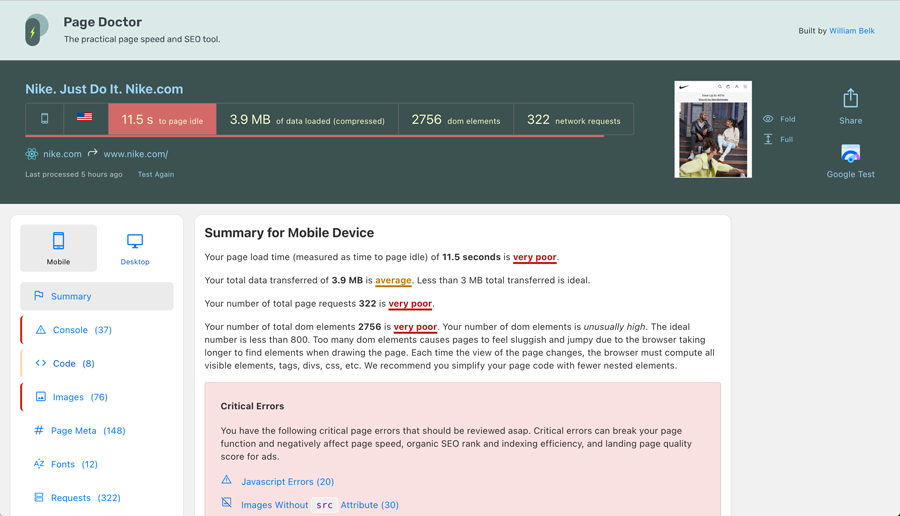Page Doctor - Free SEO & page speed testing tool